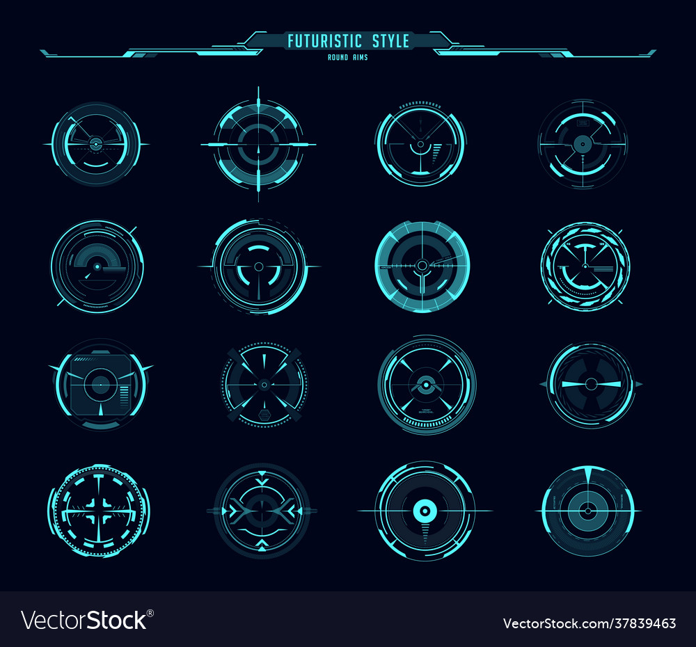 Hud aim control target round frames ui interface Vector Image