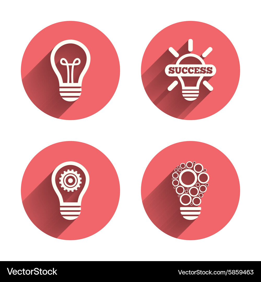 Light lamp icons energy saving symbols Royalty Free Vector