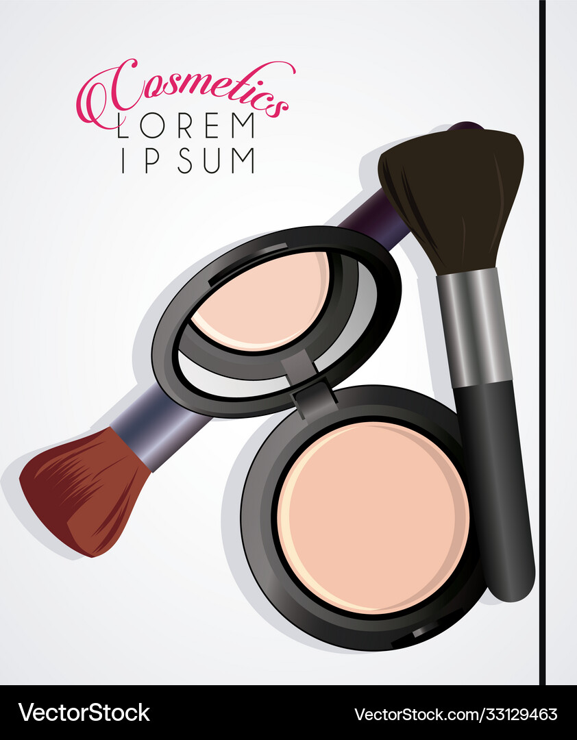 Makeup cosmetics and lettering in white background