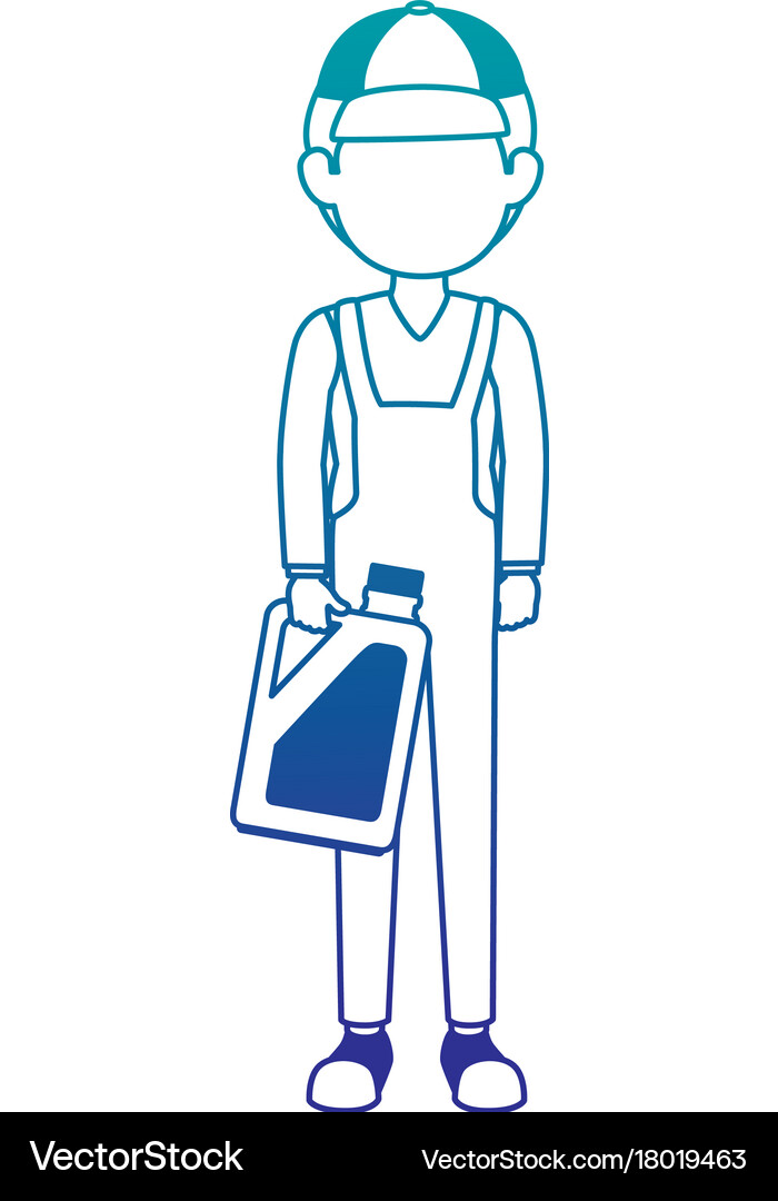 Mechanic with gallon avatar character Royalty Free Vector