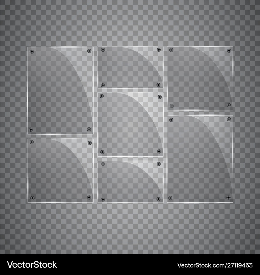Modern transparent glass plates set Royalty Free Vector