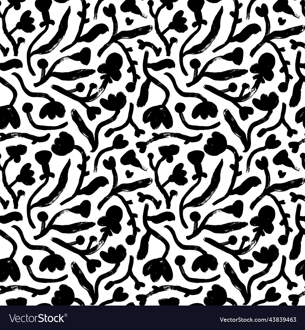 Seamless pattern with herbs and simple flowers Vector Image