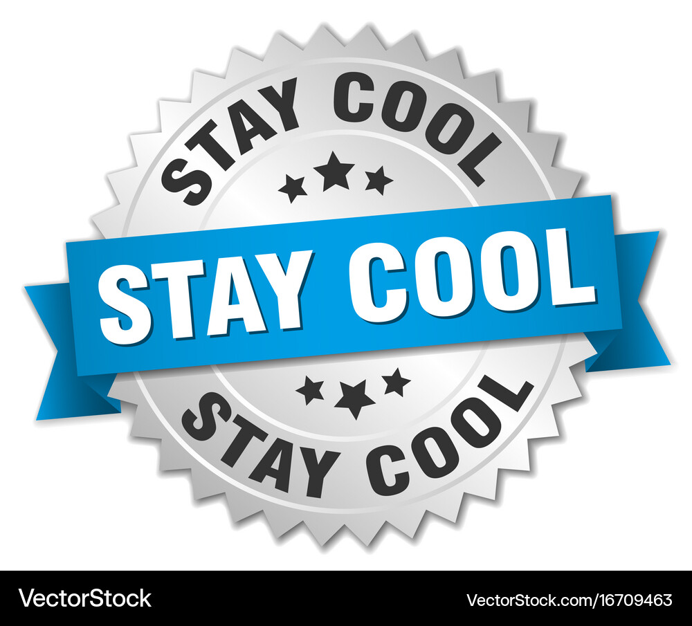 Stay cool round isolated silver badge Royalty Free Vector