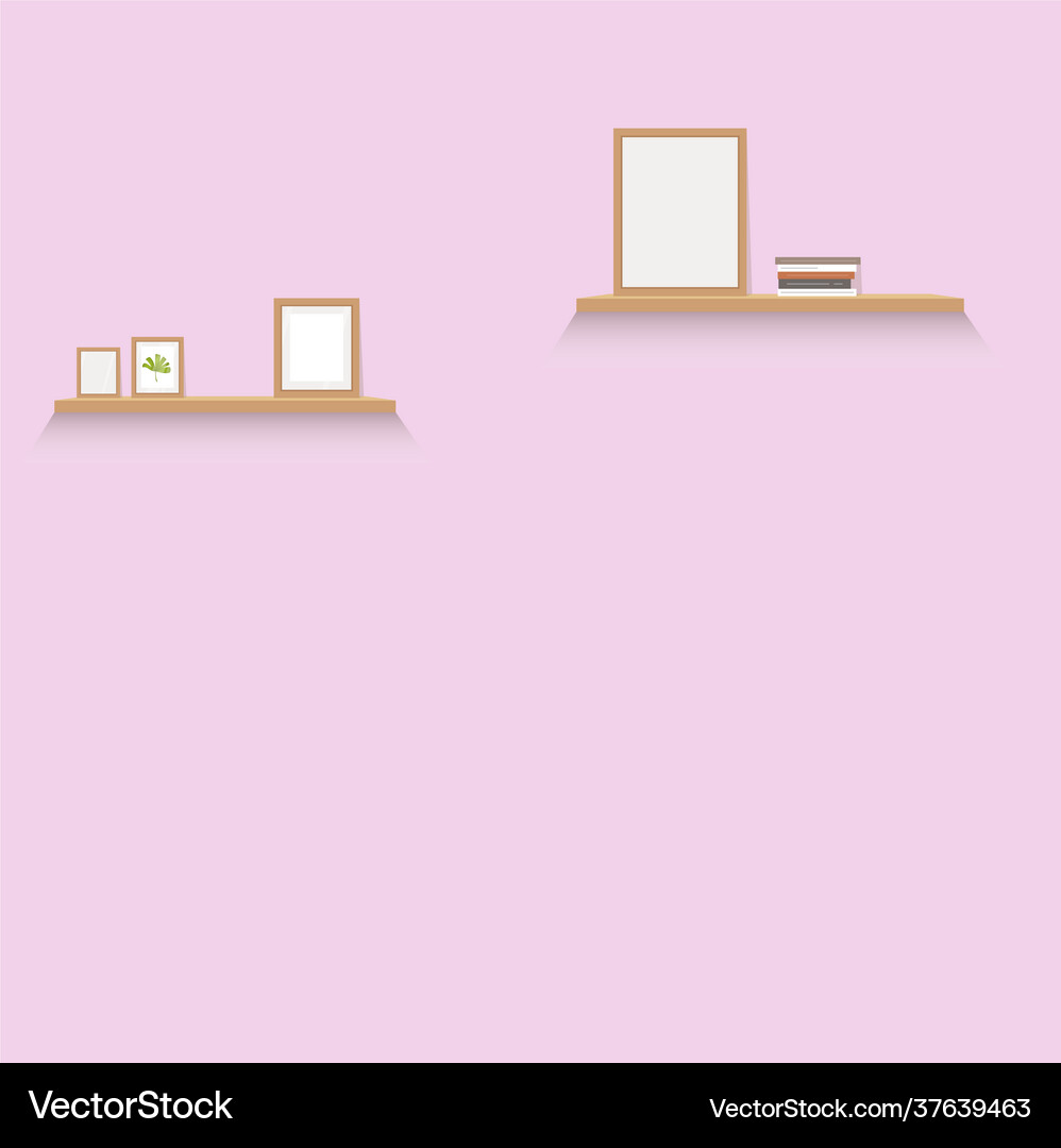 Template interior wall with shelf and pictures Vector Image