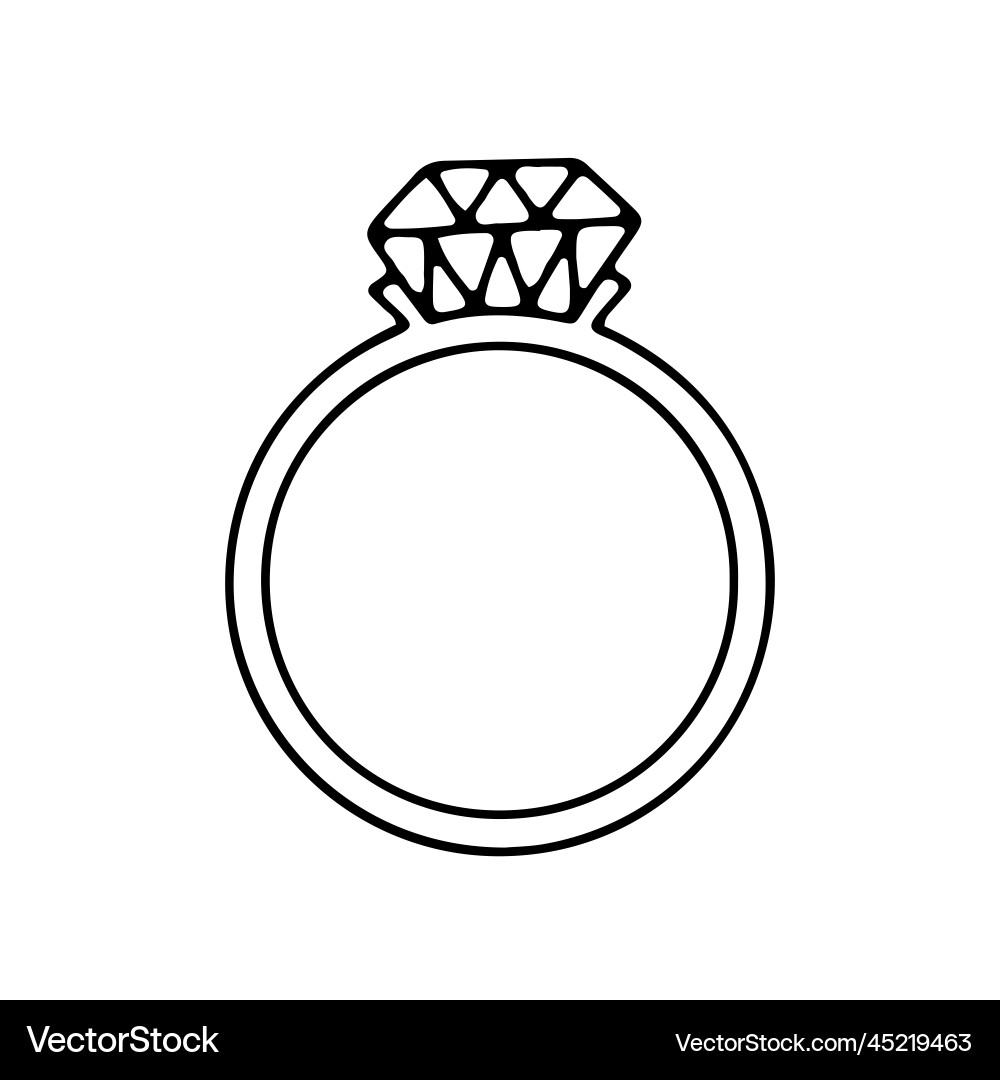 Traditional golden wedding ring with diamond Vector Image
