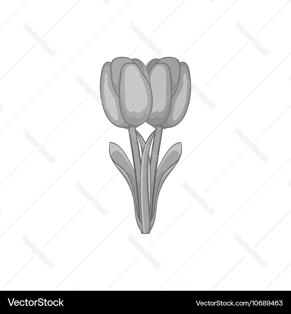 Tulips icon black monochrome style Royalty Free Vector Image