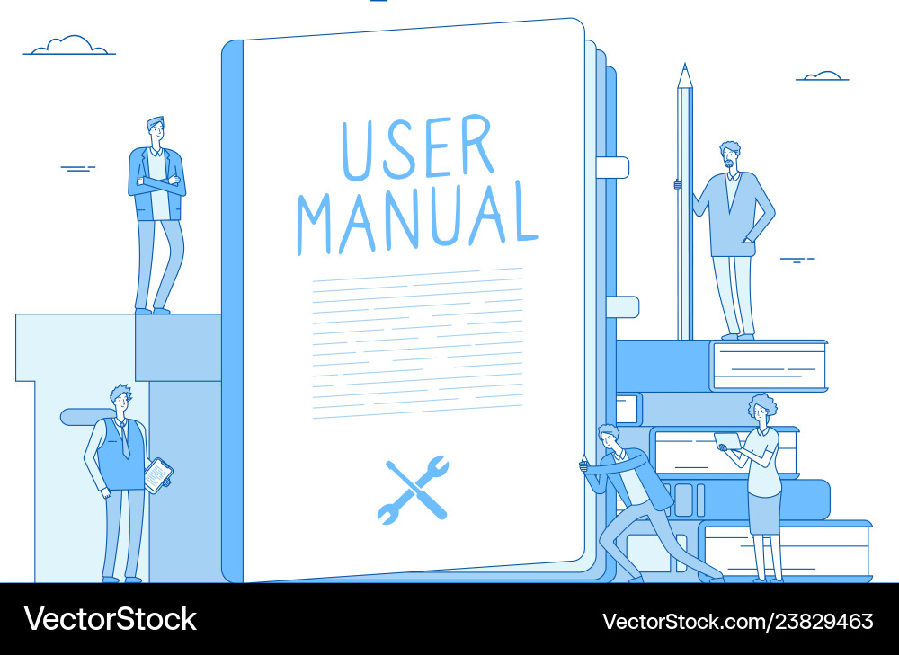 User manual people with guidance guided textbook Vector Image