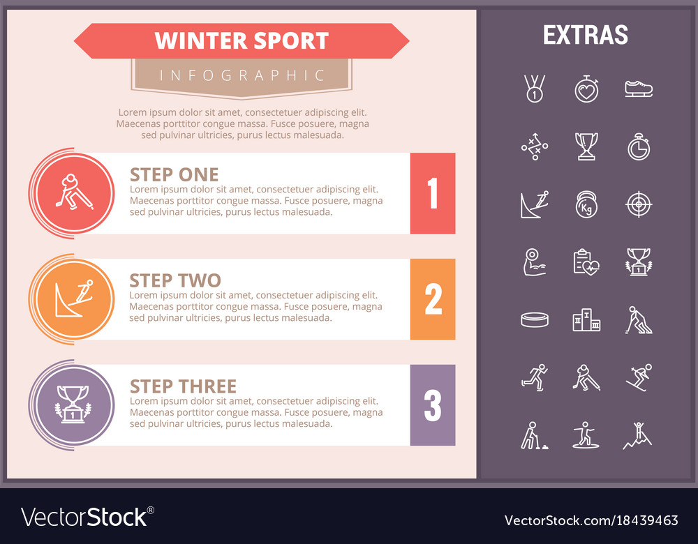 Winter sport infographic template elements icons Vector Image