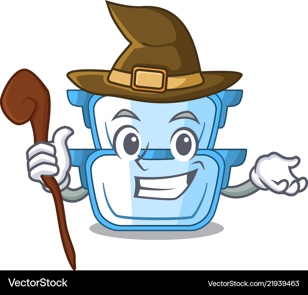 Witch cartoon double boiler for cooking Royalty Free Vector