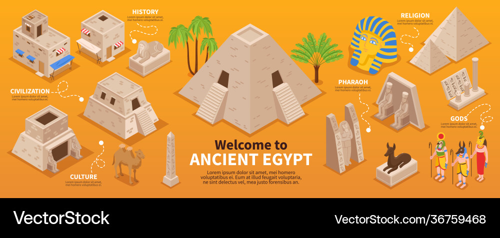 Ancient egypt isometric infographics Royalty Free Vector