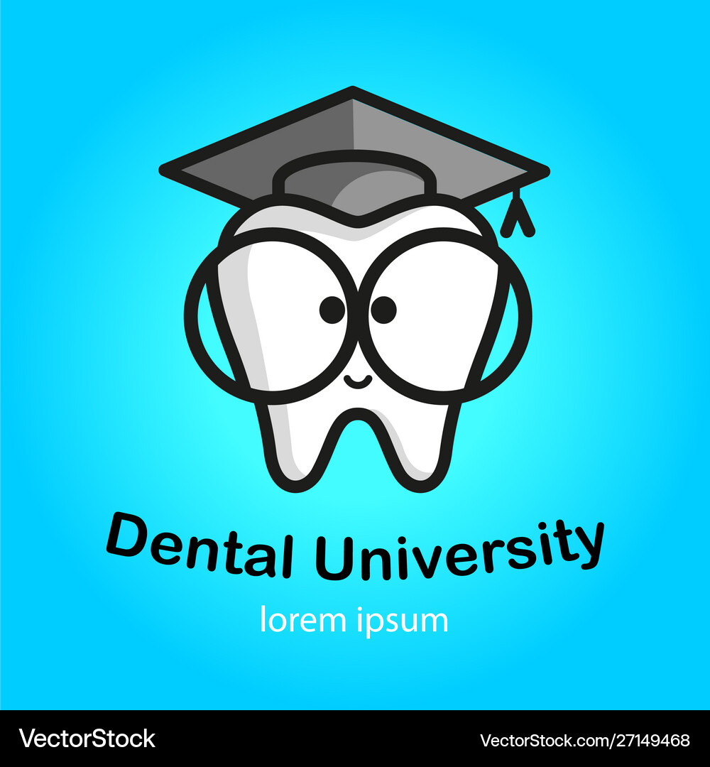 Educational logo white tooth with big glasses Vector Image