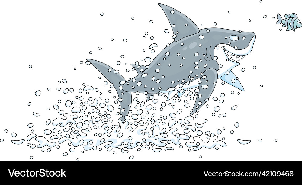 Great white shark and a small fish in jump Vector Image