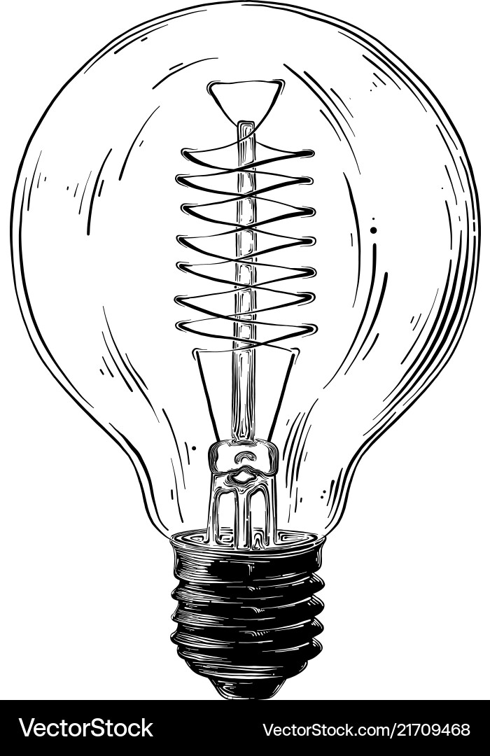 Hand drawn sketch lightbulb in black isolated Vector Image