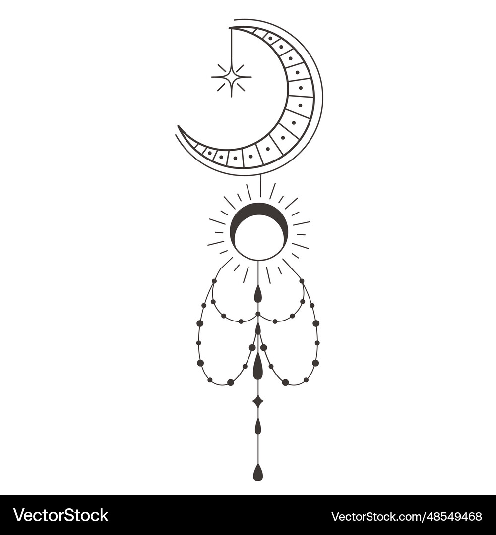 Line art design with crescent on the white Vector Image