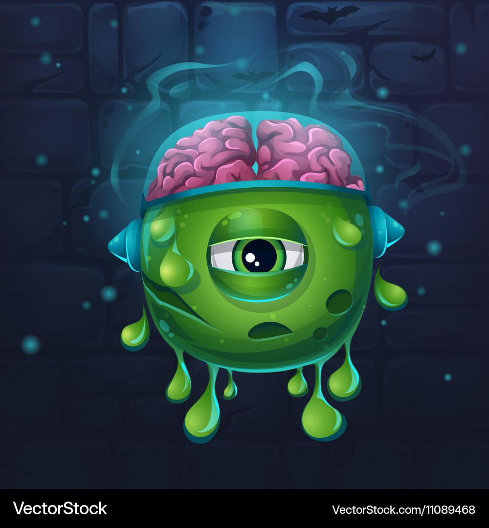 Monsters cartoon slug with brains Royalty Free Vector Image