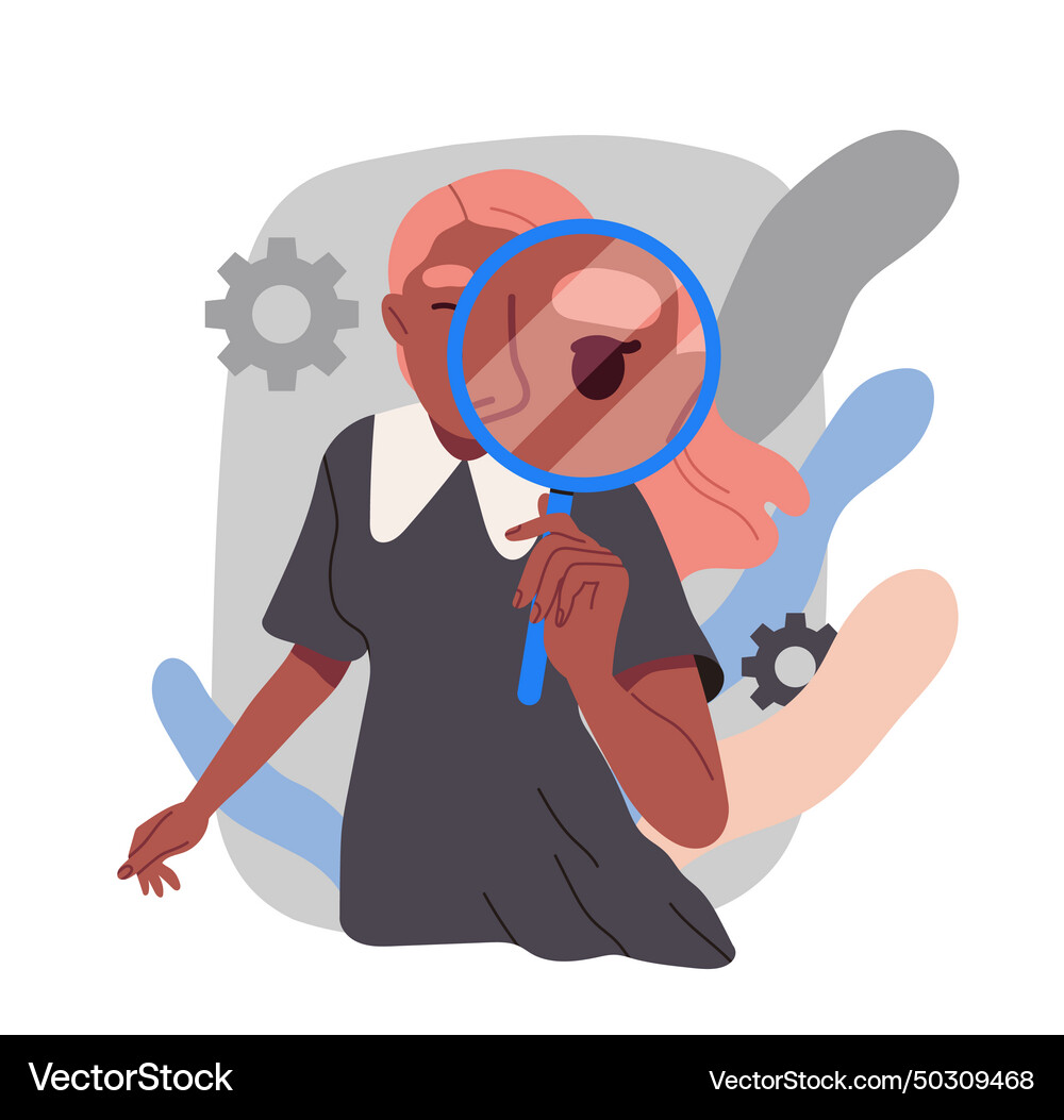 Person holding magnifying glass Royalty Free Vector Image