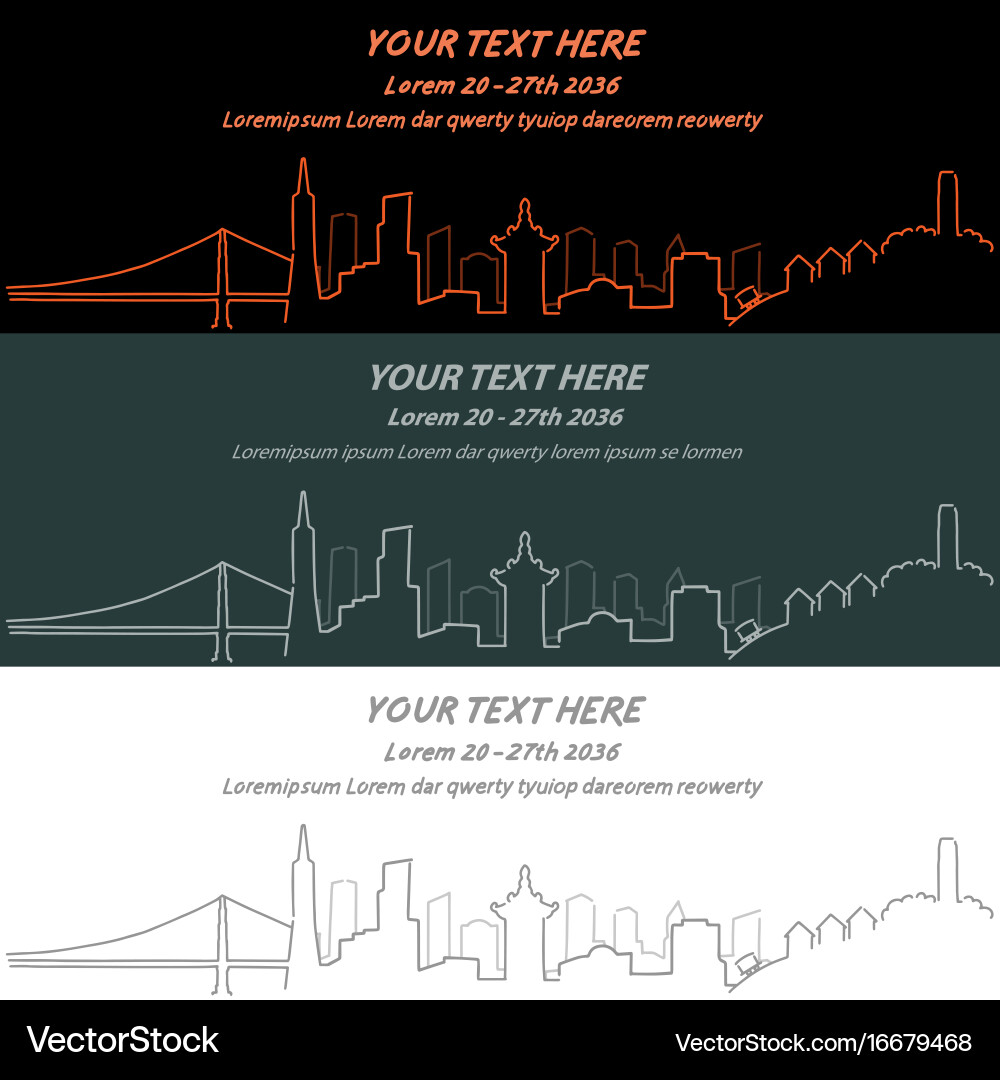 San francisco event banner hand drawn skyline Vector Image