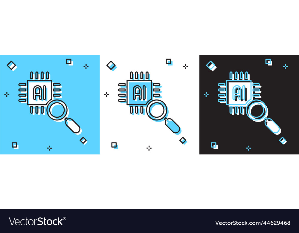 Set Computer Processor With Microcircuits Cpu Icon