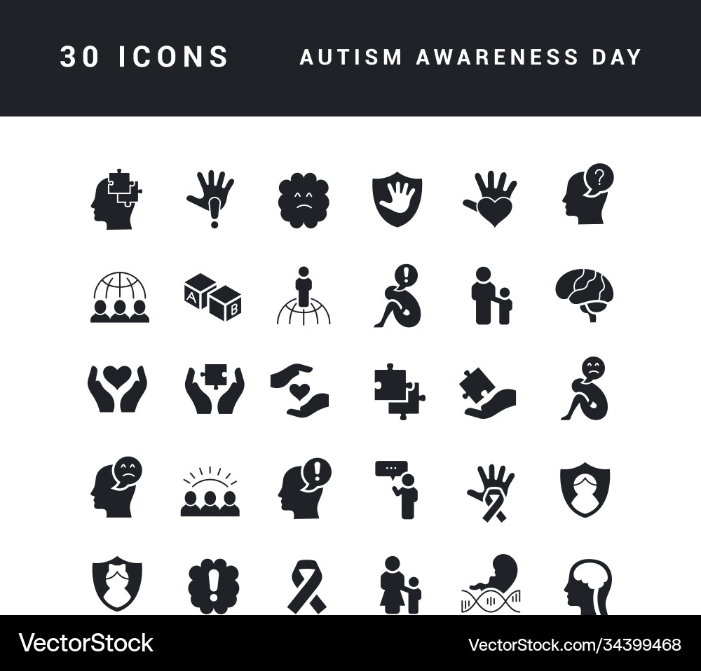 Simple icons autism awareness day Royalty Free Vector Image