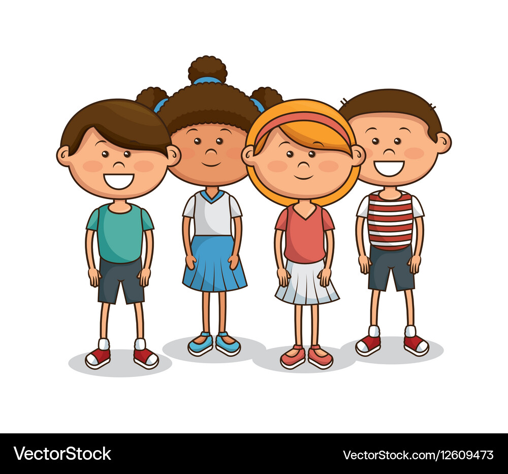 Cute little kids characters Royalty Free Vector Image