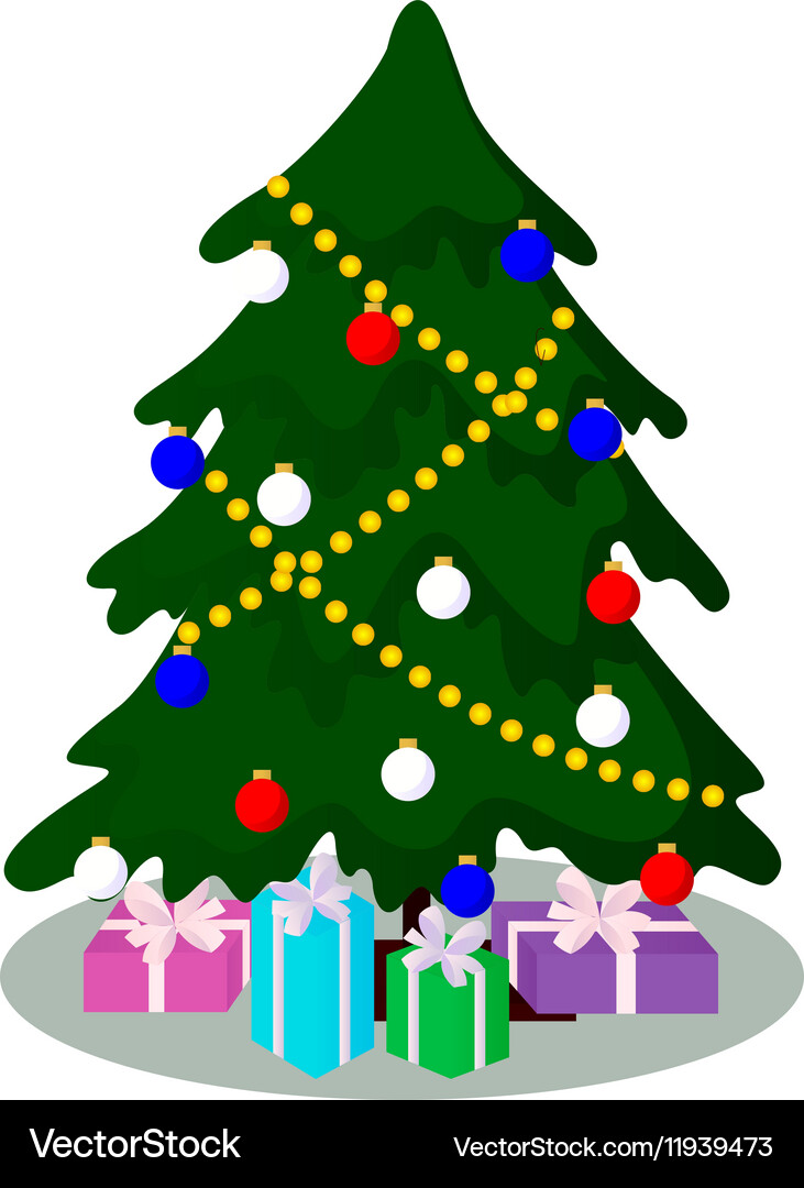 Decorated christmas tree with gifts Royalty Free Vector
