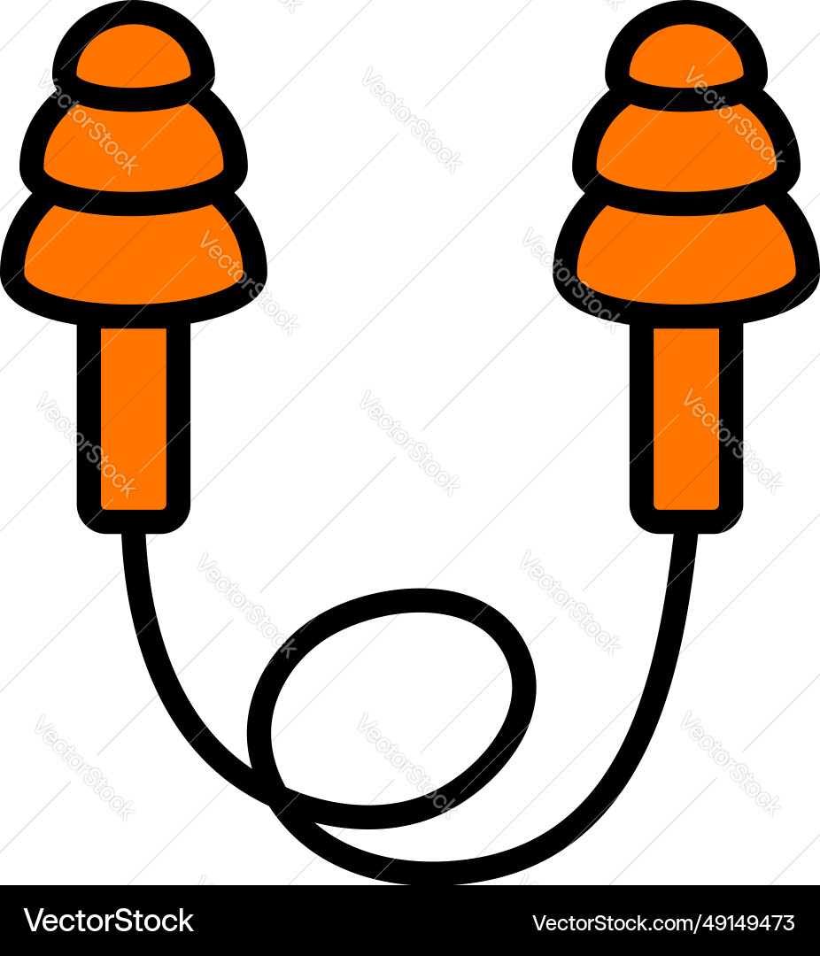 Earplug color icon flat style sign isolated Vector Image