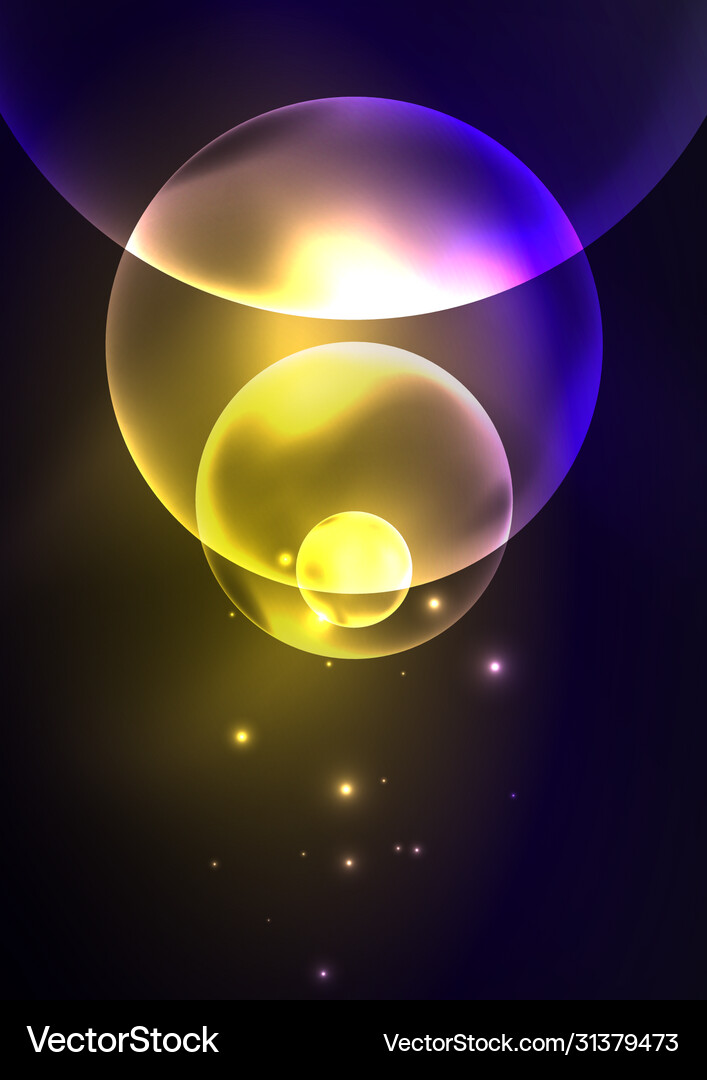 Glowing neon shiny transparent bubbles glass Vector Image