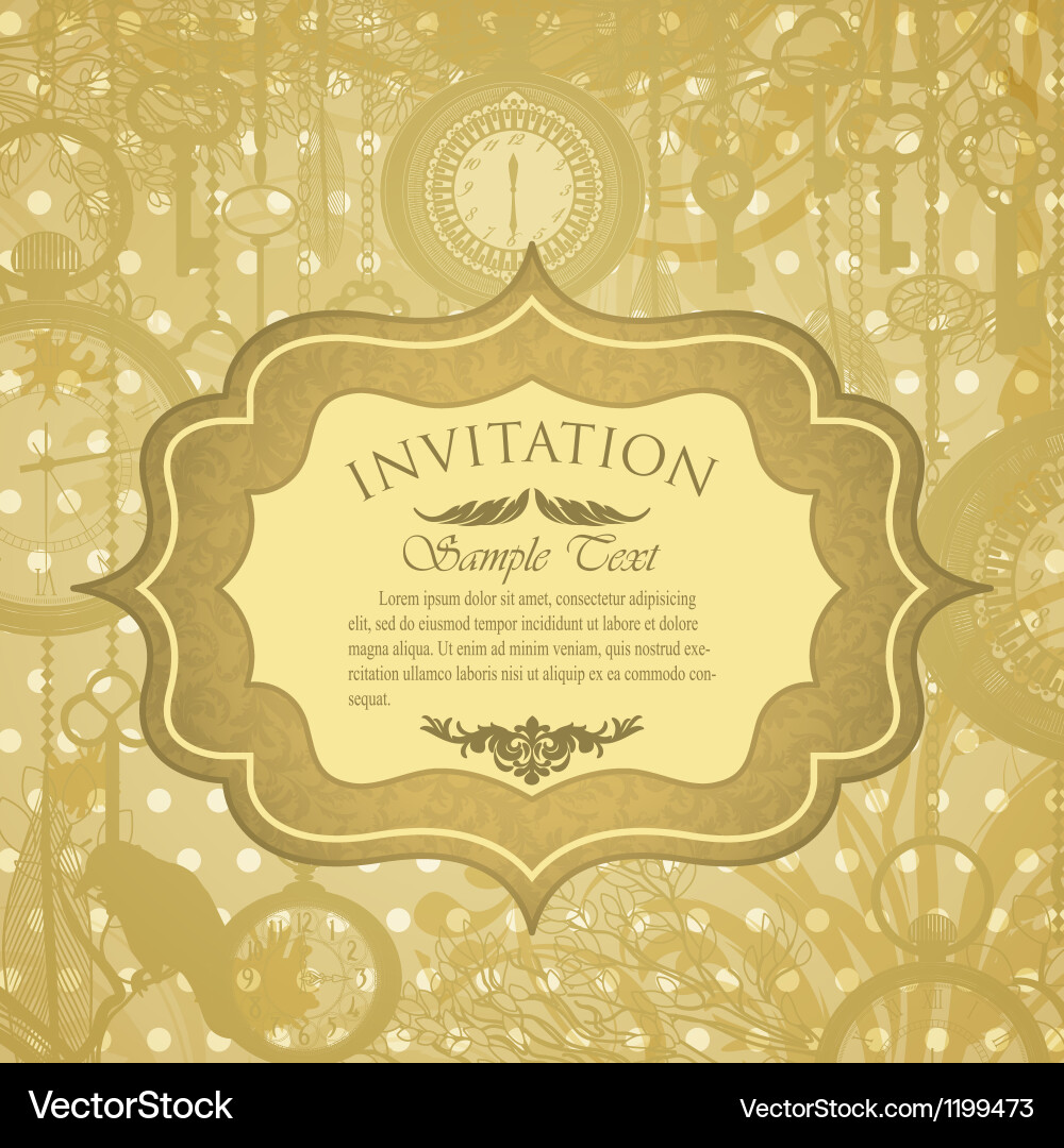 Grungy invitation with antique clocks Royalty Free Vector