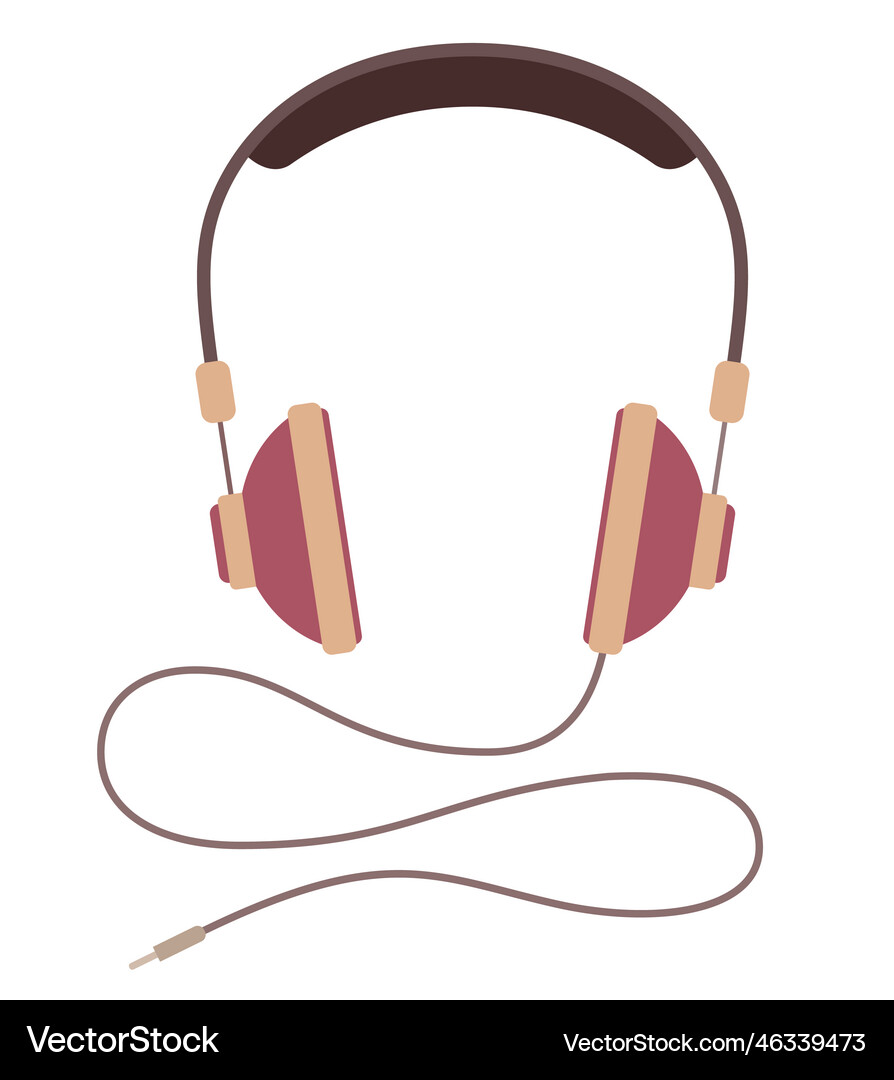 Headphones icon flat headphone color Royalty Free Vector
