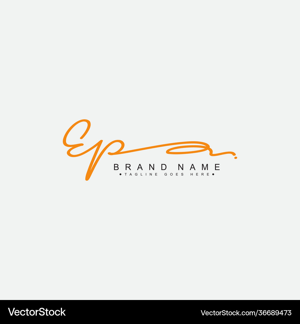 Initial letter ep logo - handwritten signature Vector Image