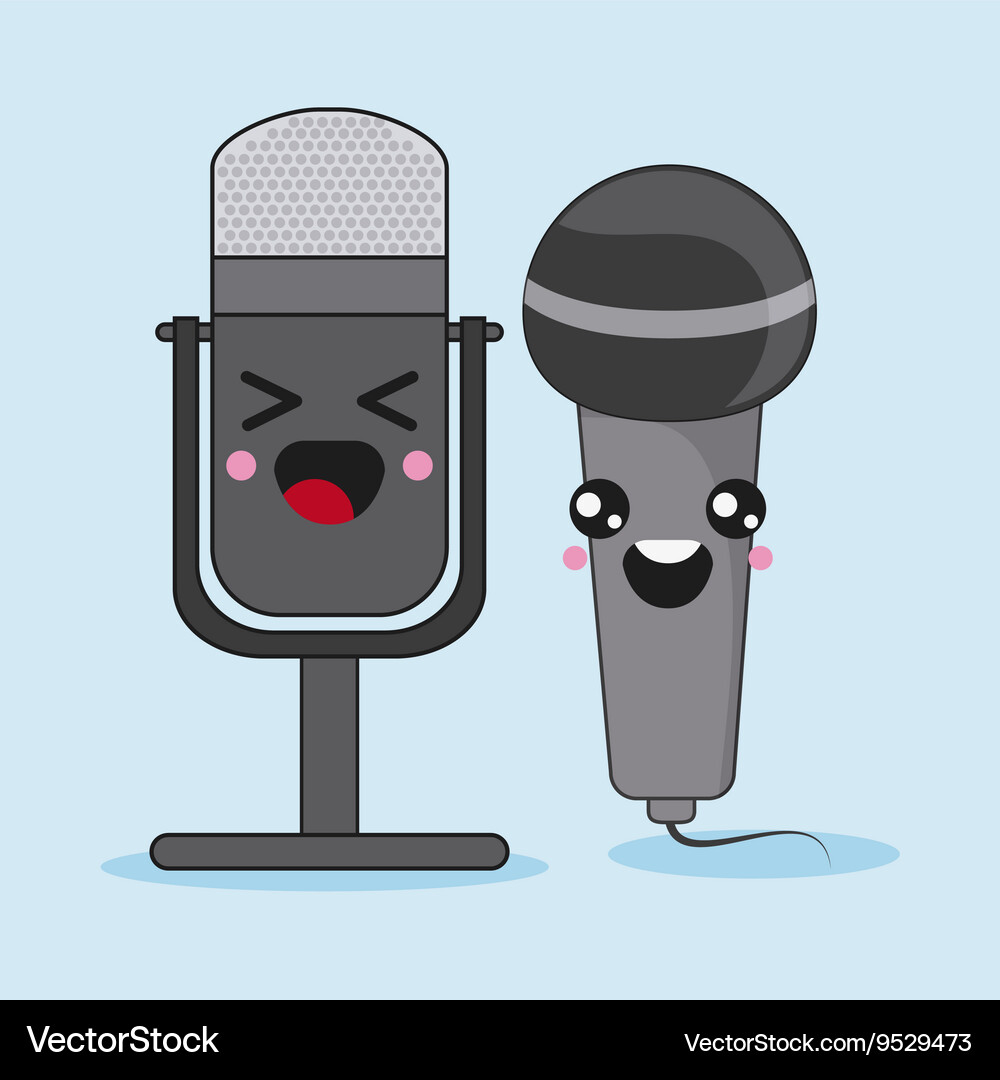 Microphone icon kawaii and technology Royalty Free Vector