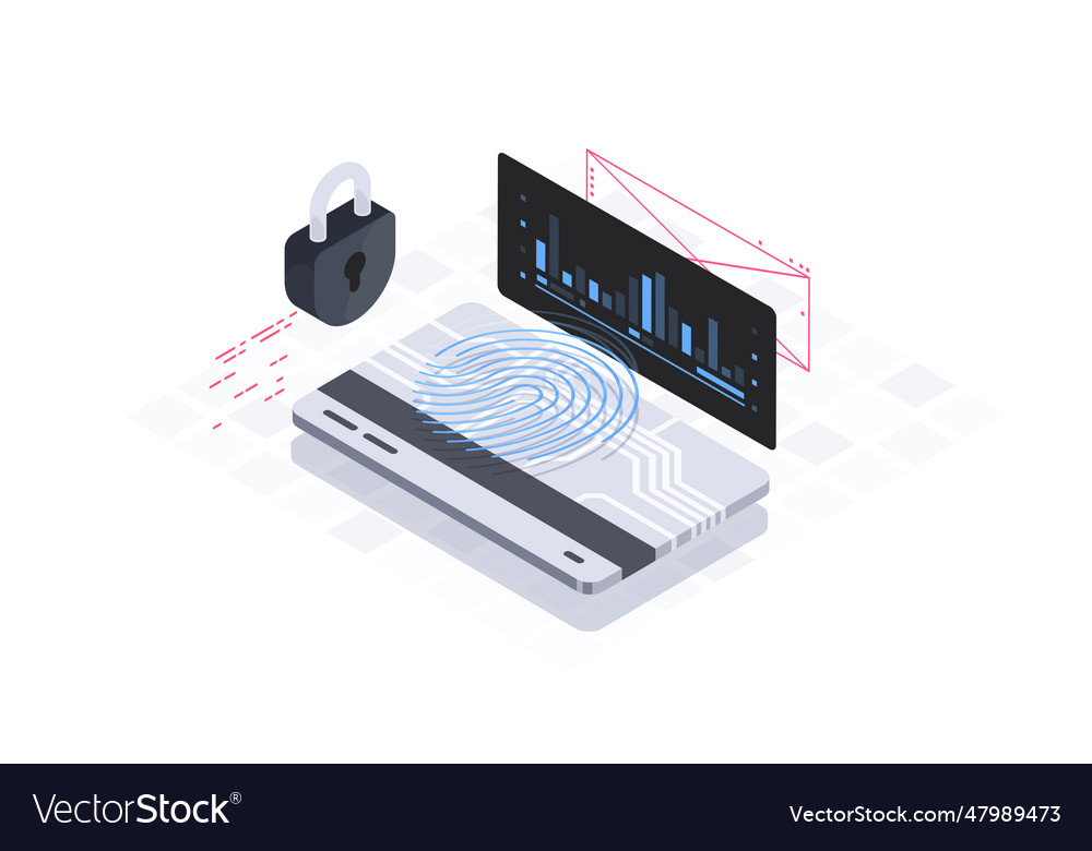 Mobile data security isometric online payment Vector Image