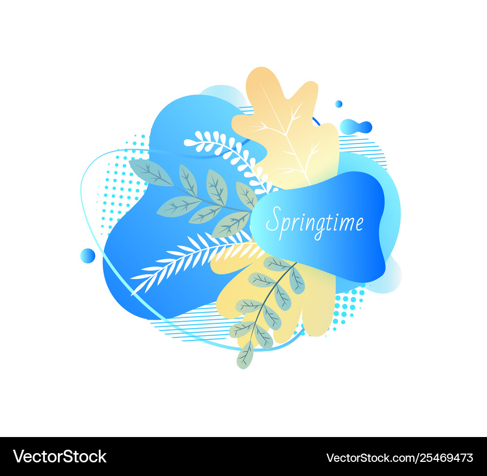 Springtime with floral decoration blue banner Vector Image