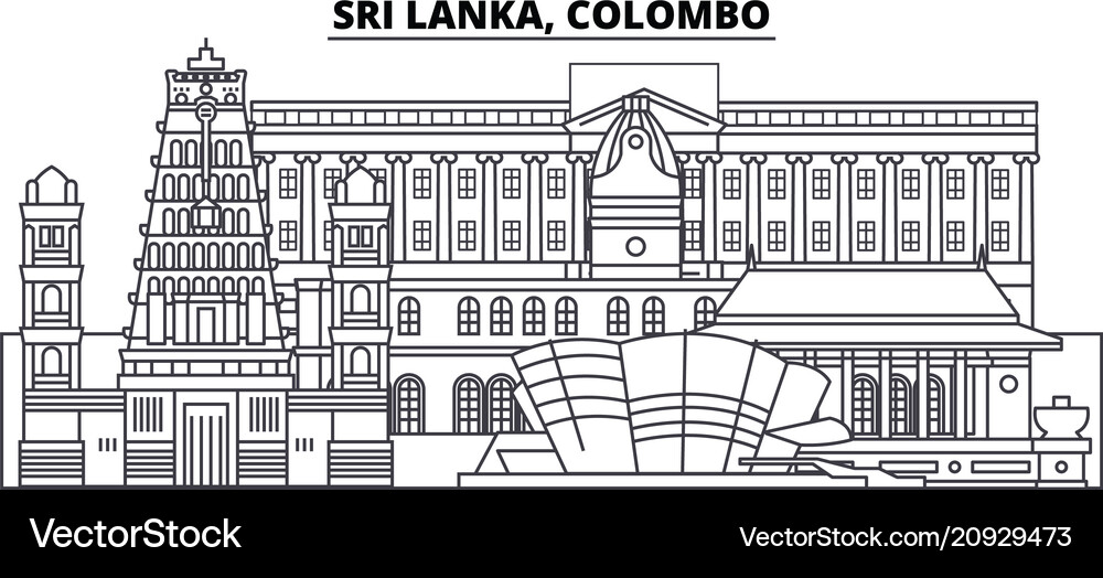 Sri lanka colombo line skyline Royalty Free Vector Image