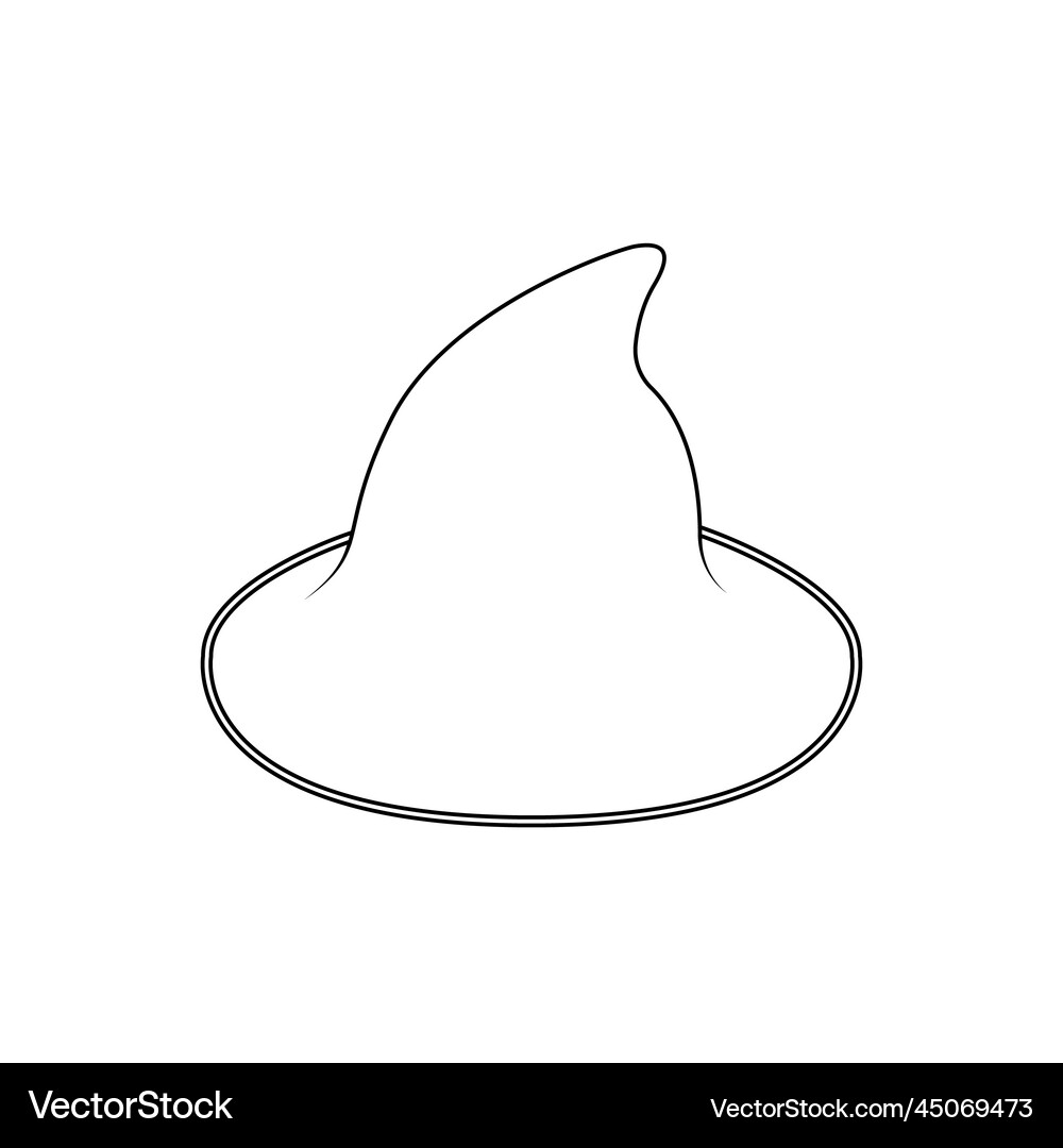Witch hat outline icon on white background Vector Image
