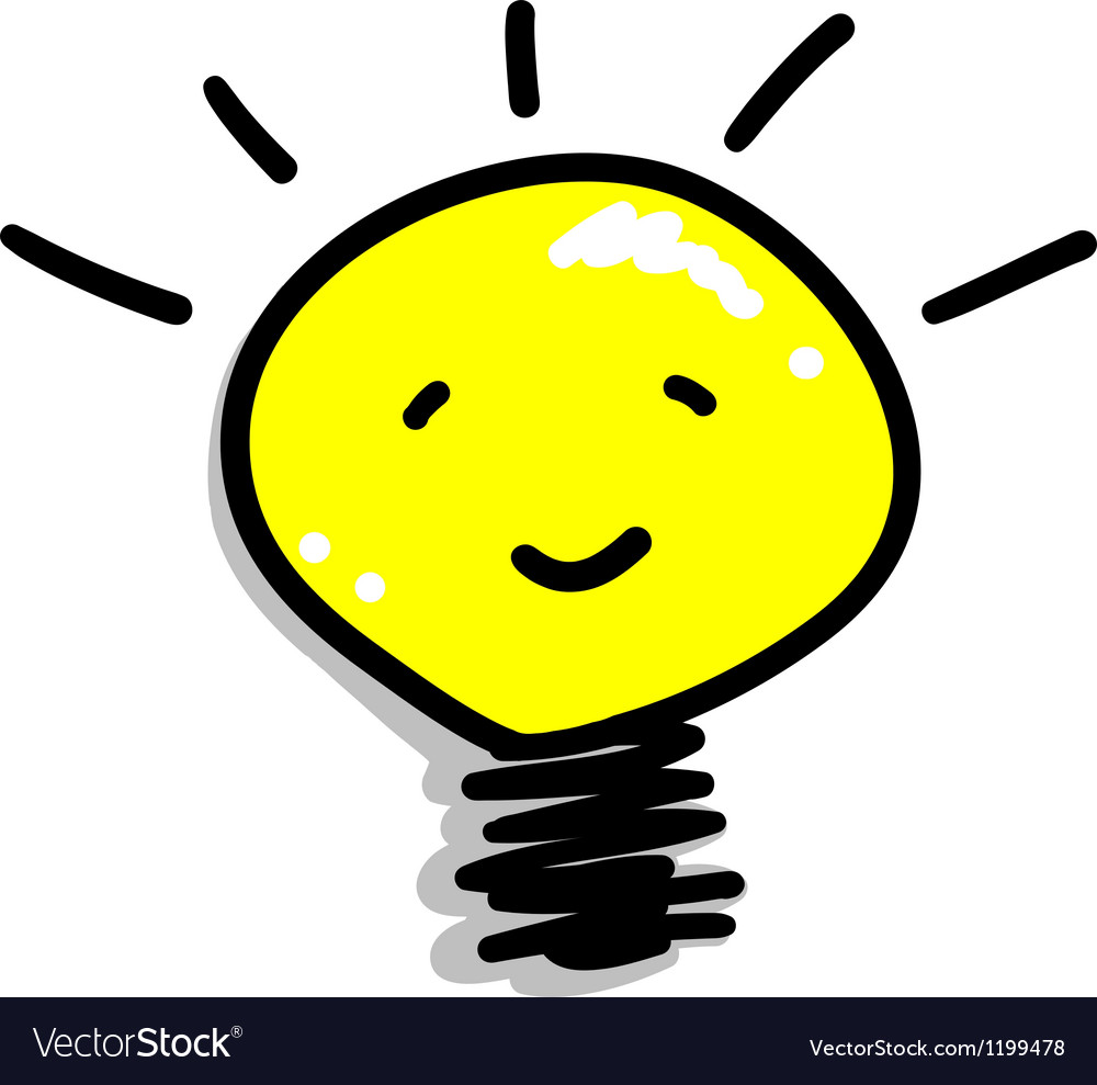 Cartoon a smiling light bulb icon Royalty Free Vector Image