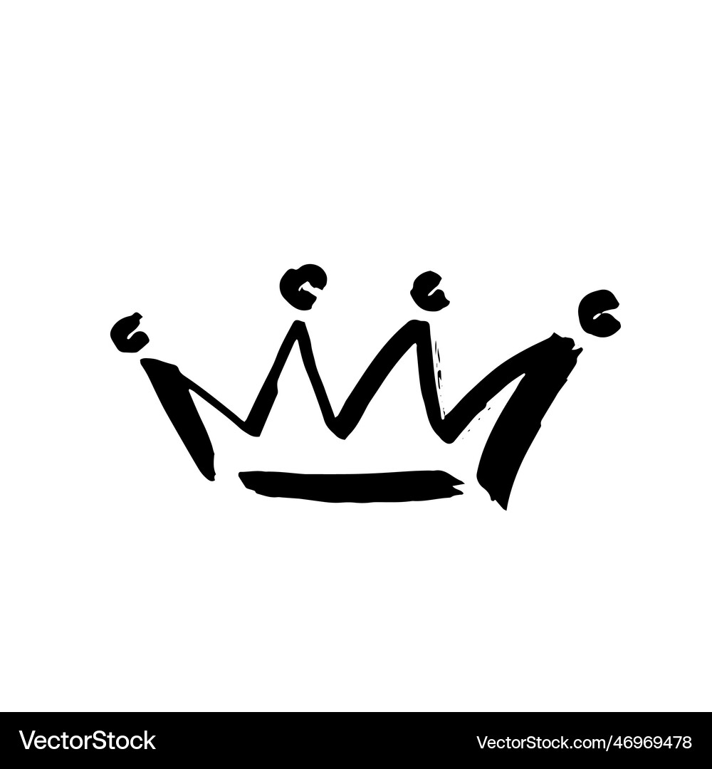 Crown doodle icon modern brush ink isolated Vector Image