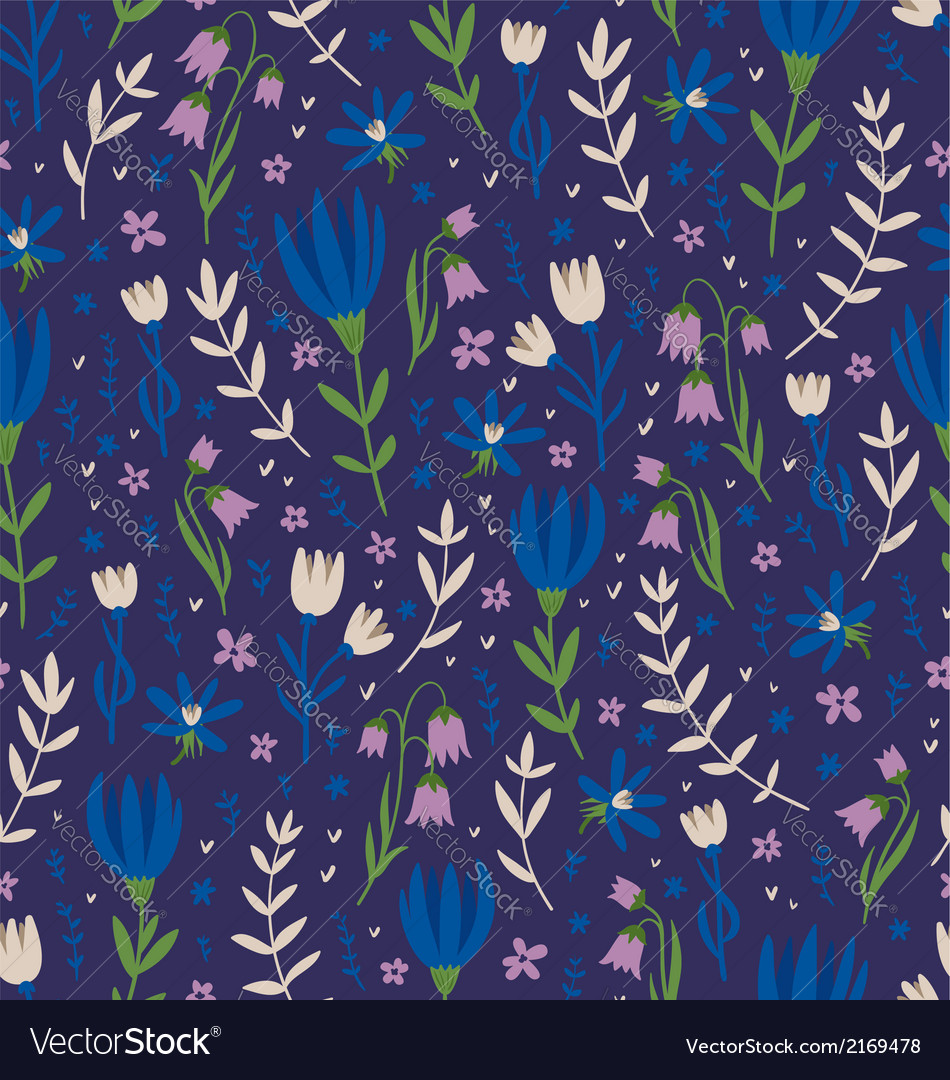 Deep blue floral pattern Royalty Free Vector Image