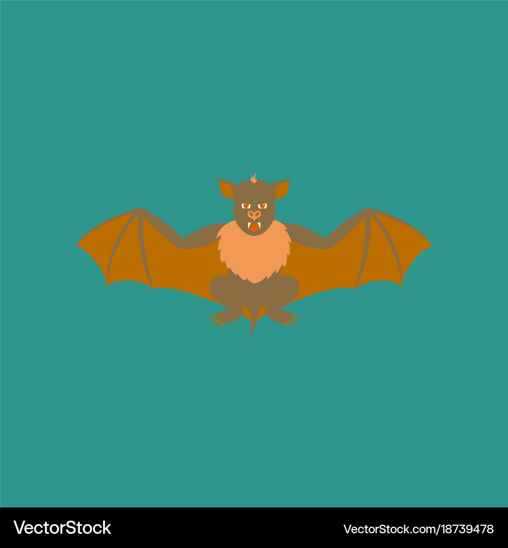 Flat on background of cute bat Royalty Free Vector Image