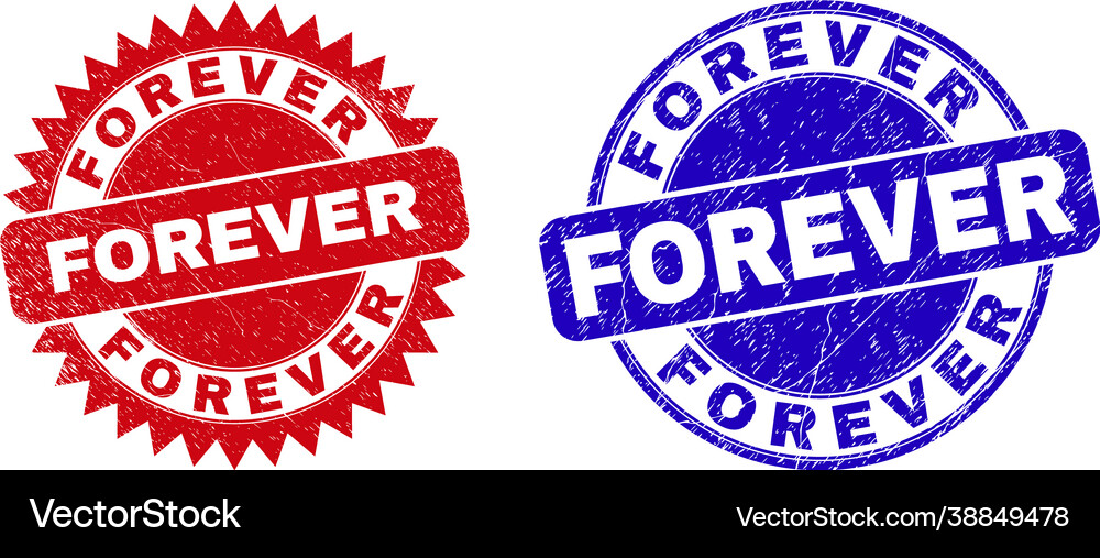 Forever round and rosette stamp seals with rubber Vector Image