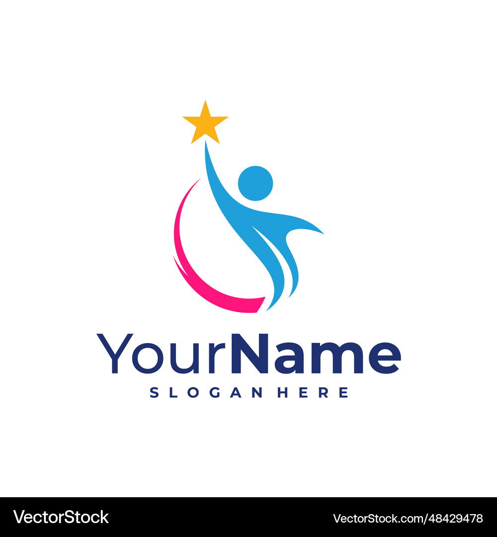 Leader logo design template star people Royalty Free Vector