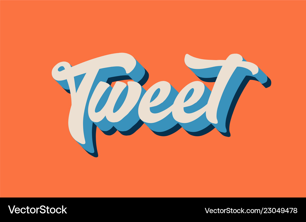 Orange blue white tweet hand written word text Vector Image