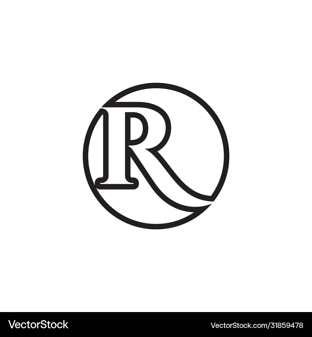 R serif letter circle lines logo design Royalty Free Vector