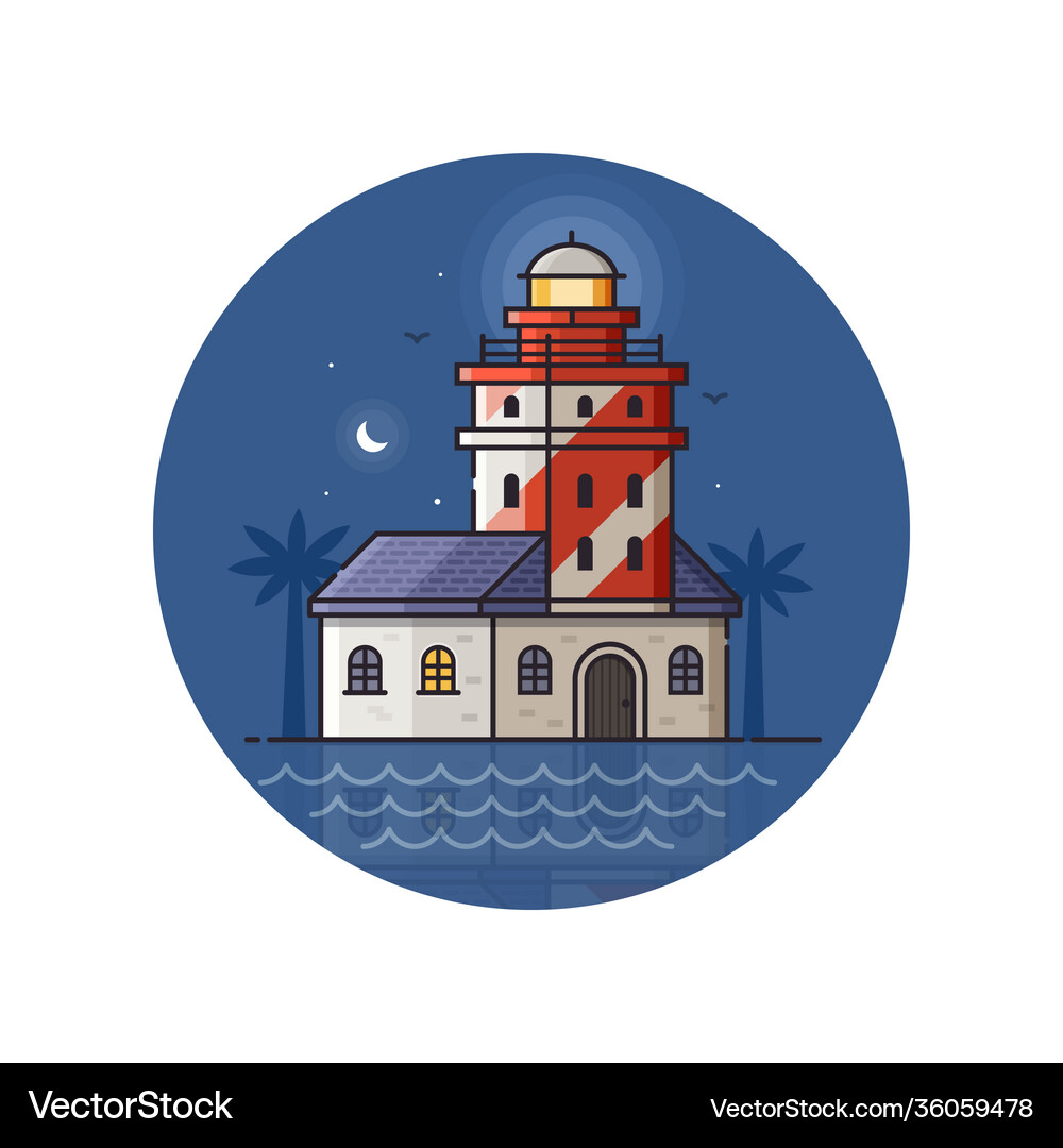 Red light house icon in line art Royalty Free Vector Image