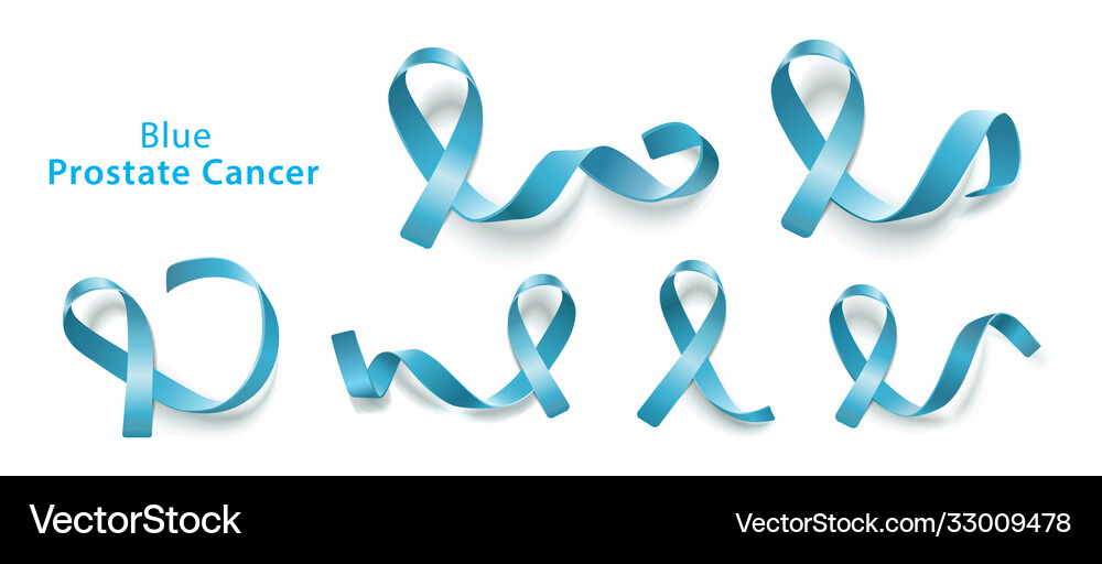Set blue curly ribbons and loops realistic Vector Image