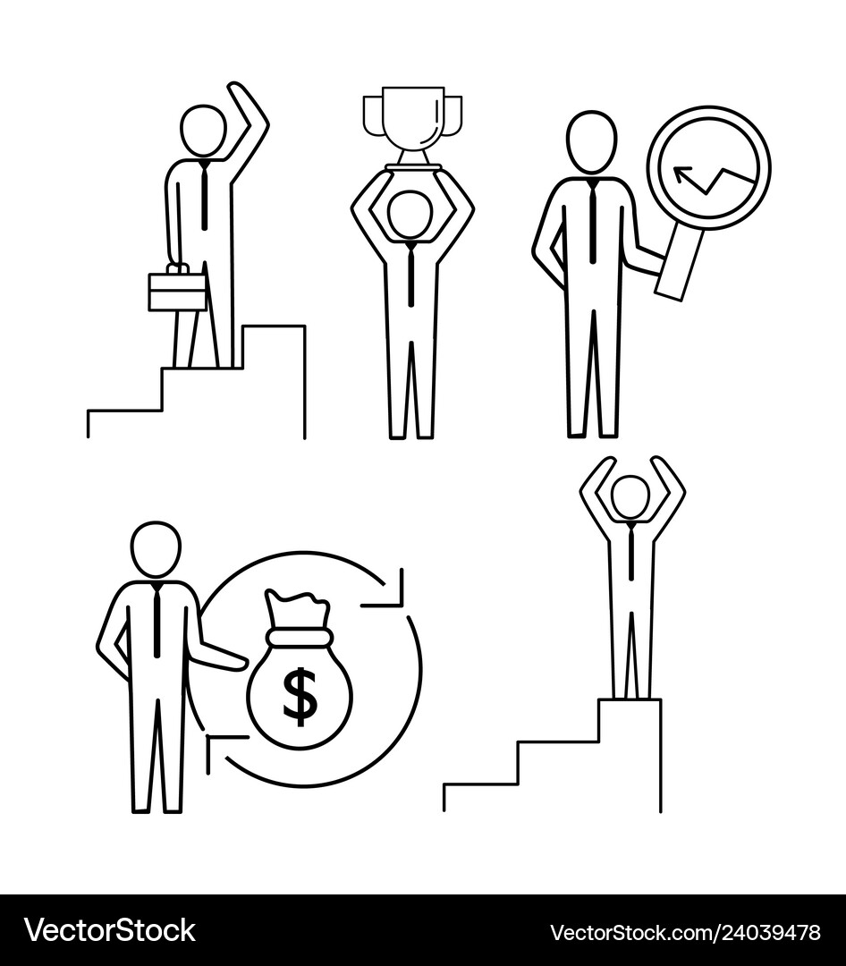 Set businesspeople group with office strategy Vector Image
