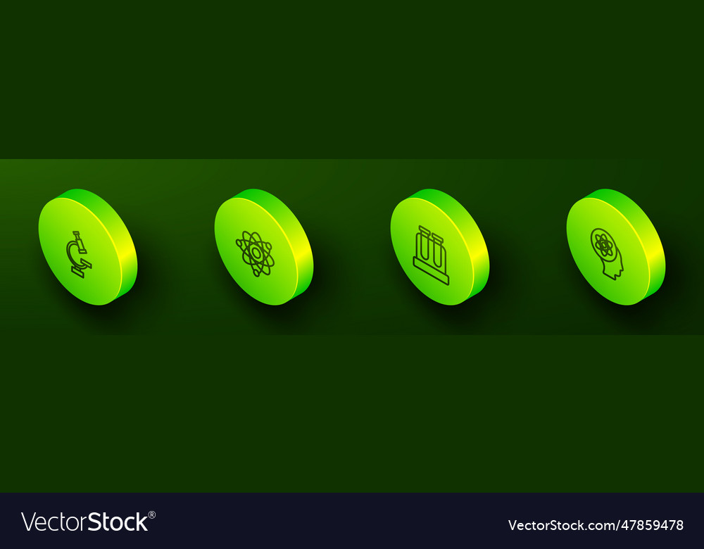 Set isometric line microscope atom test tube and Vector Image Set isometric line microscope atom test tube and Vector Image