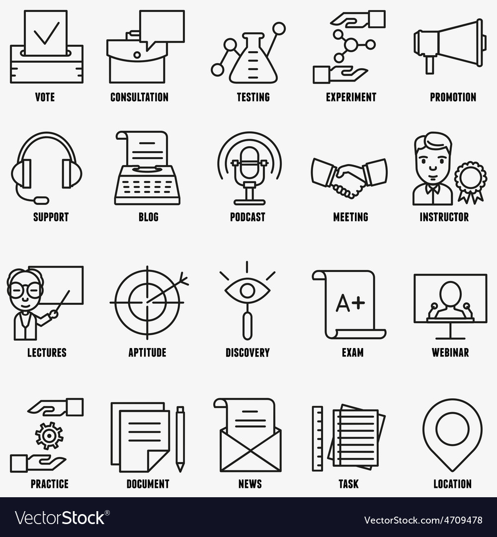Set linear business education icons - part 2 Vector Image Set linear business education icons - part 2 Vector Image