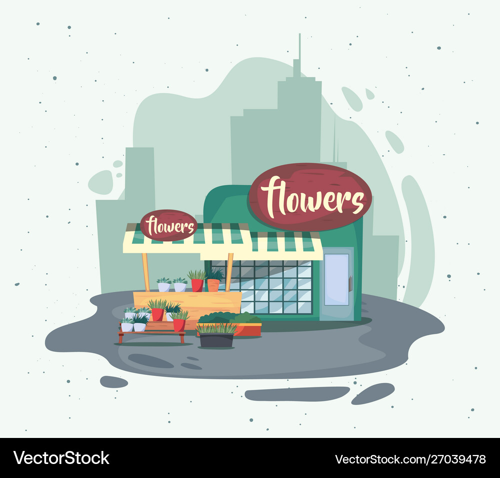 Street market commerce flat design Royalty Free Vector Image