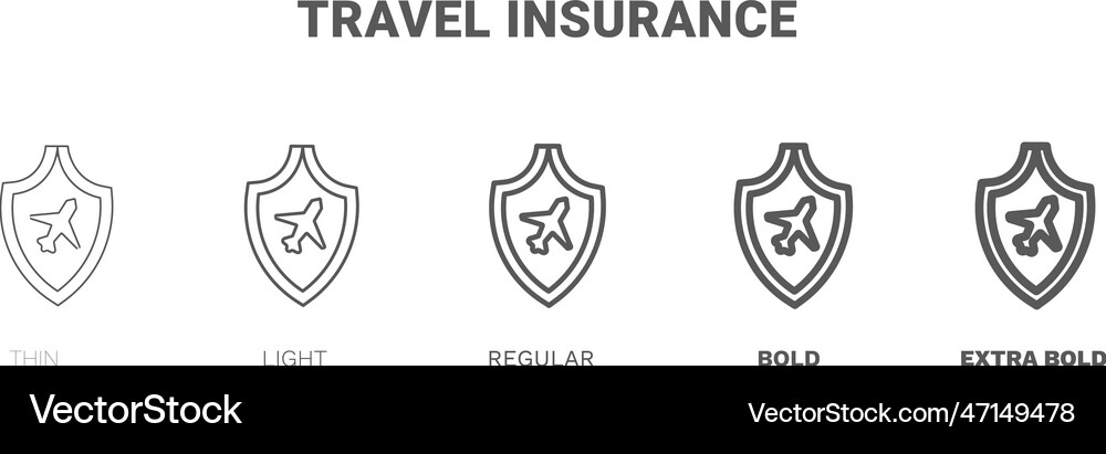 Travel insurance icon thin regular bold and more Vector Image